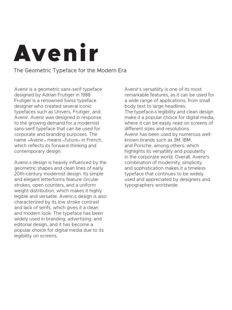 Avenir Typeface | PDF