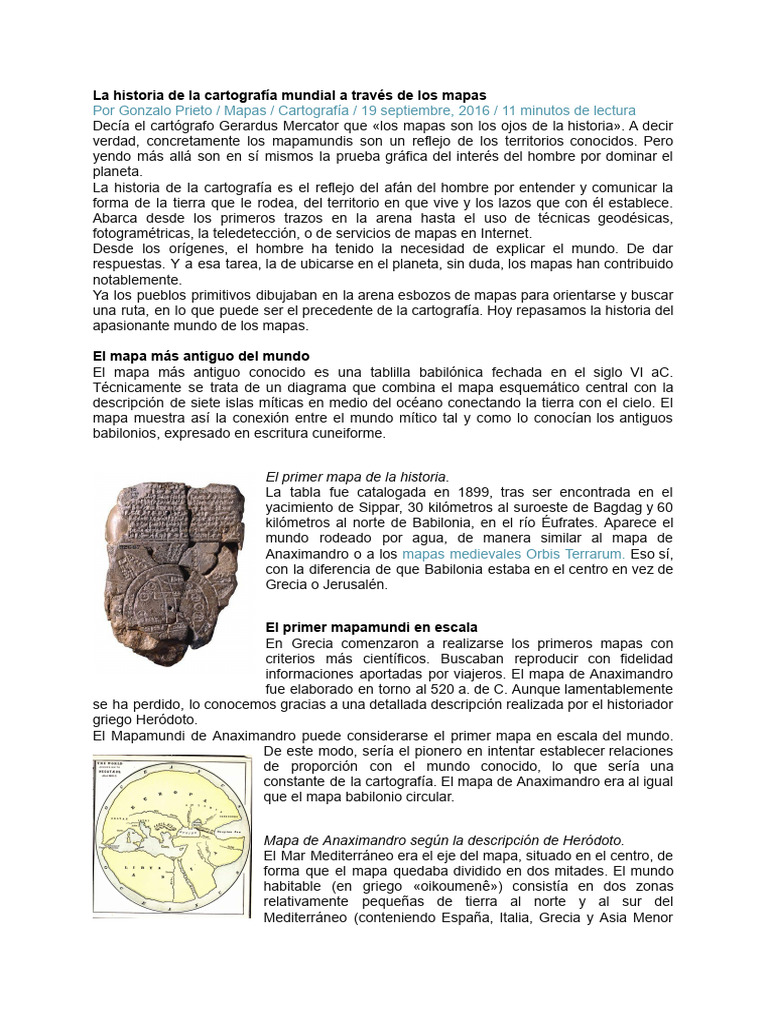 El primer mapamundi de Anaximandro | PDF | Mapa | Cartografía