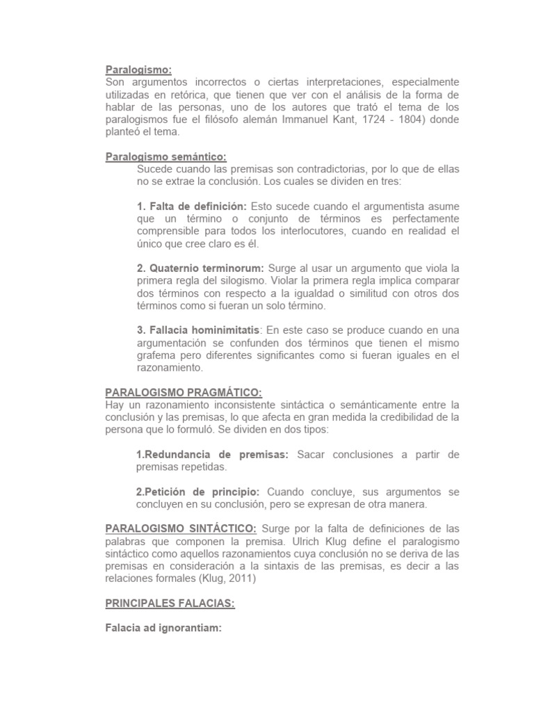 Paralogismo | PDF | Falacia | Argumento