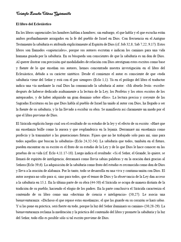 El Libro Del Eclesiástico | PDF | Dios | Bienaventuranzas