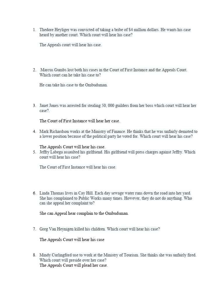 Court Cases and Appeals Overview | PDF