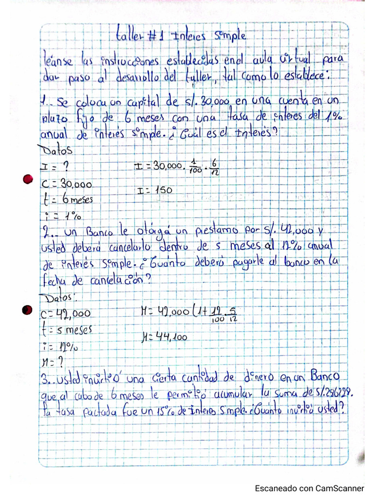 Taller 1 Interés Simple | PDF