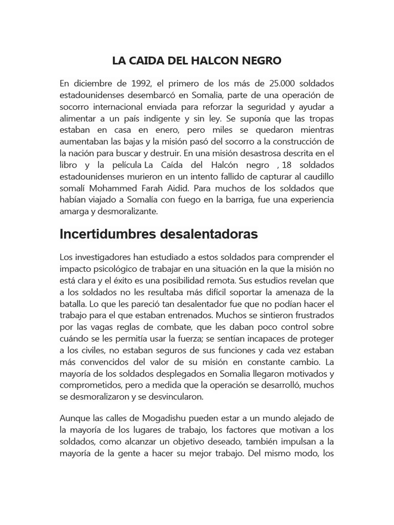 La Caida Del Halcon Negro | PDF | Somalia | Militar