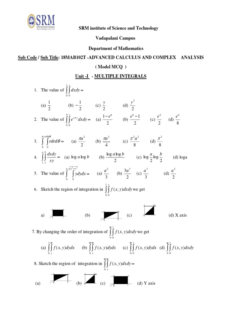 21mab102t Model MCQ Unit I To V | PDF | Mathematics | Mathematical Physics