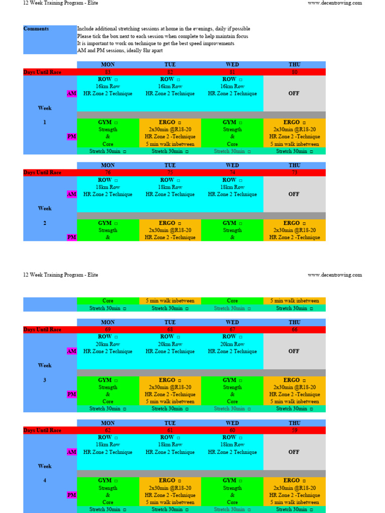 12 Week Training Program - Elite | PDF