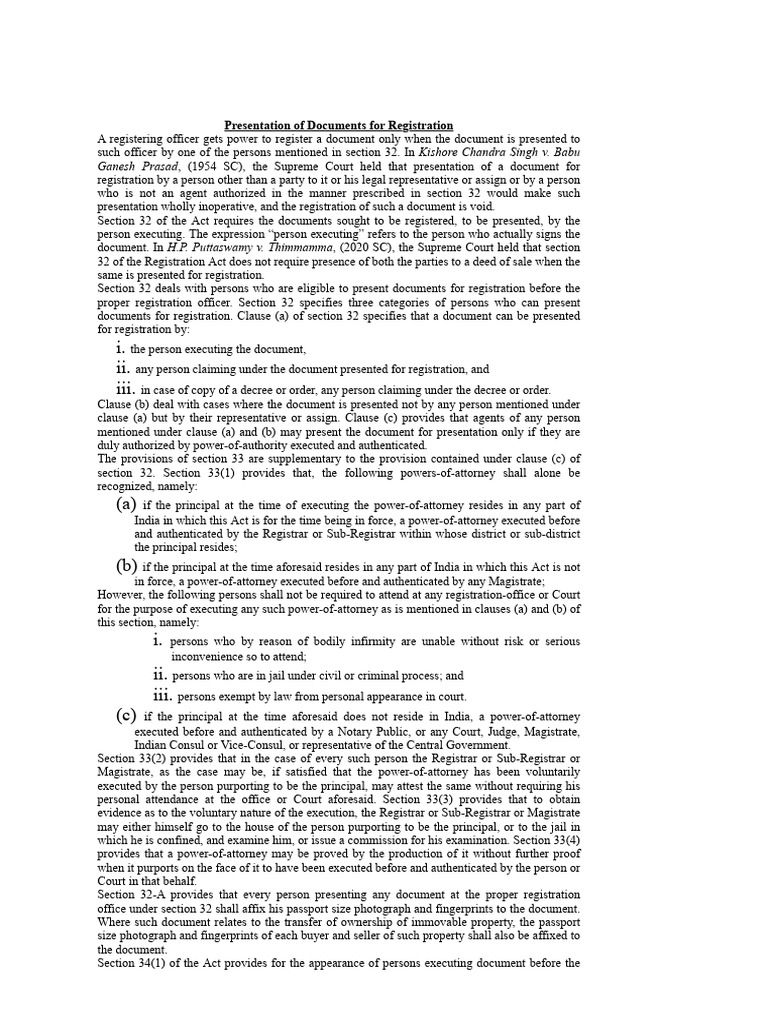 Presenation Under Registration | PDF | Magistrate | Power Of Attorney