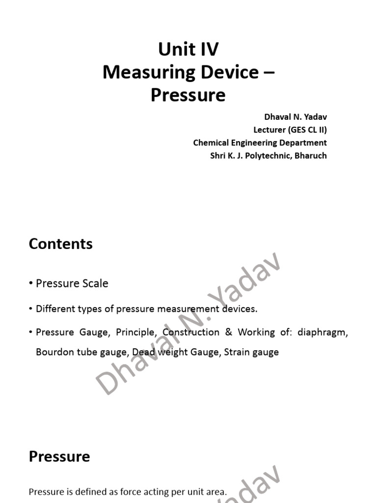 Pressure Measurement Devices Overview | PDF | Pressure Measurement ...