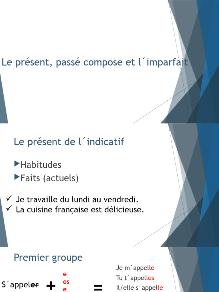Le Présent, Le Passé Composé Et L Imparfait | PDF | Verbe | Nombre ...