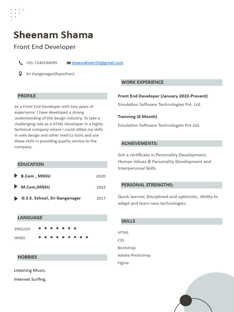 Sheenam CV | PDF