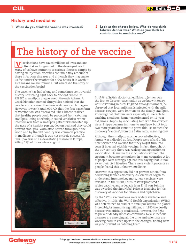 B2 UNITS 5 and 6 CLIL | PDF | Vaccines | Vaccination