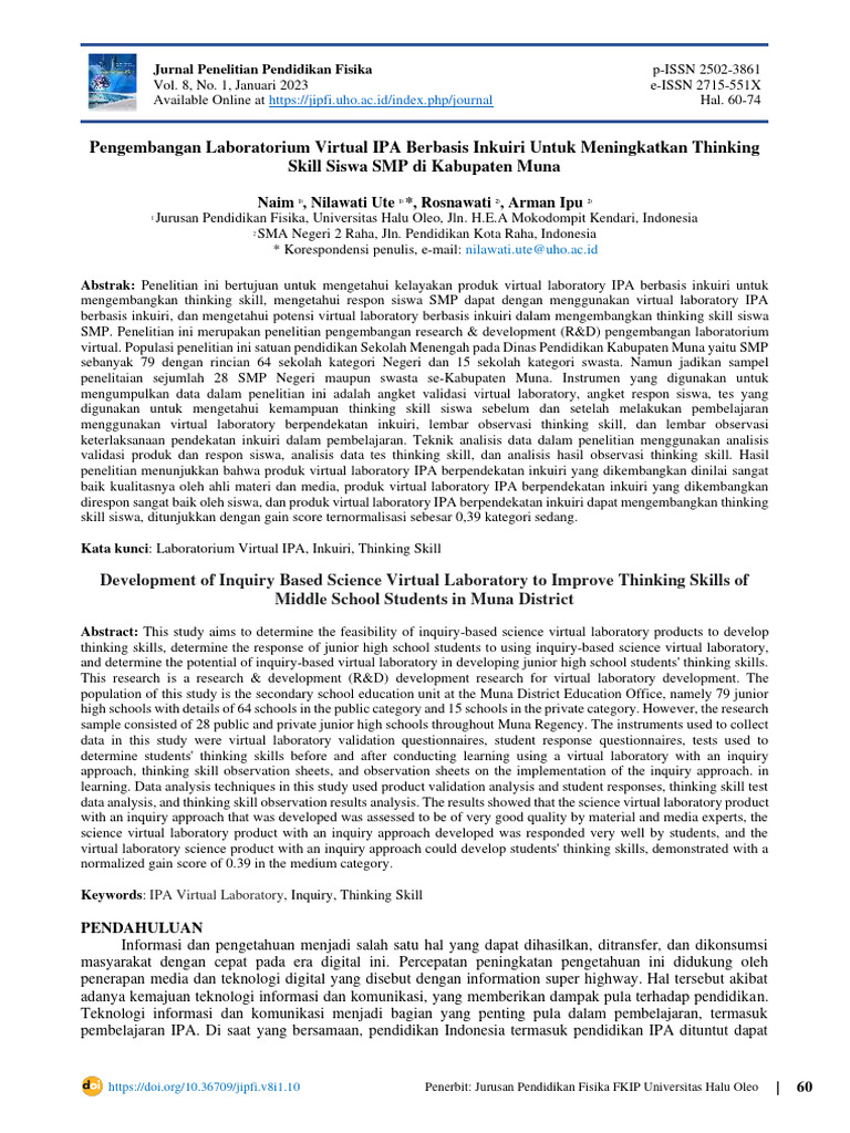 Pengembangan Laboratorium Virtual IPA Berbasis Inkuiri | PDF