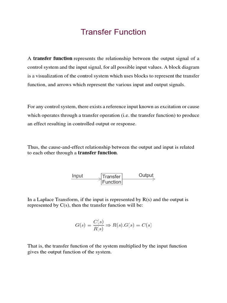 Transfer Function | PDF | Function (Mathematics) | Laplace Transform Transfer Function | PDF | Function (Mathematics) | Laplace Transform