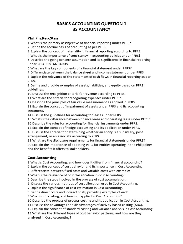 Basic Accounting Question | PDF | Financial Statement | Cost Accounting