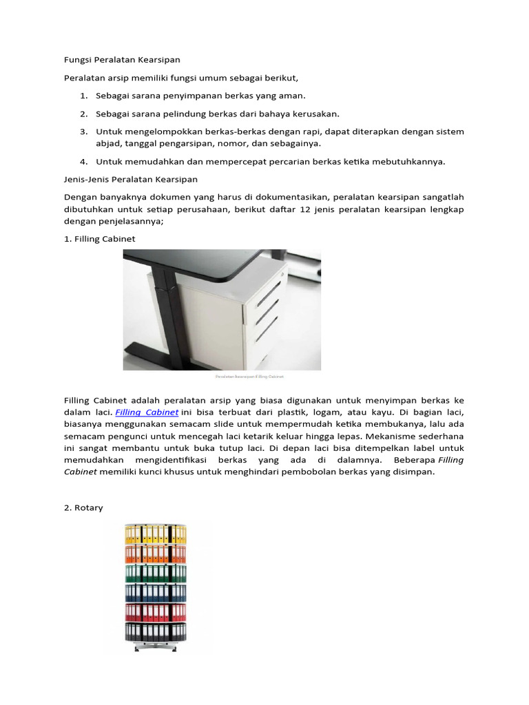 Fungsi Peralatan Kearsipan | PDF