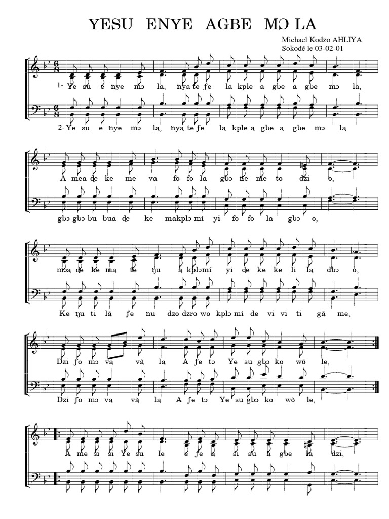 Yesu Enye Agbe Mola. | PDF | Graphèmes | Collation