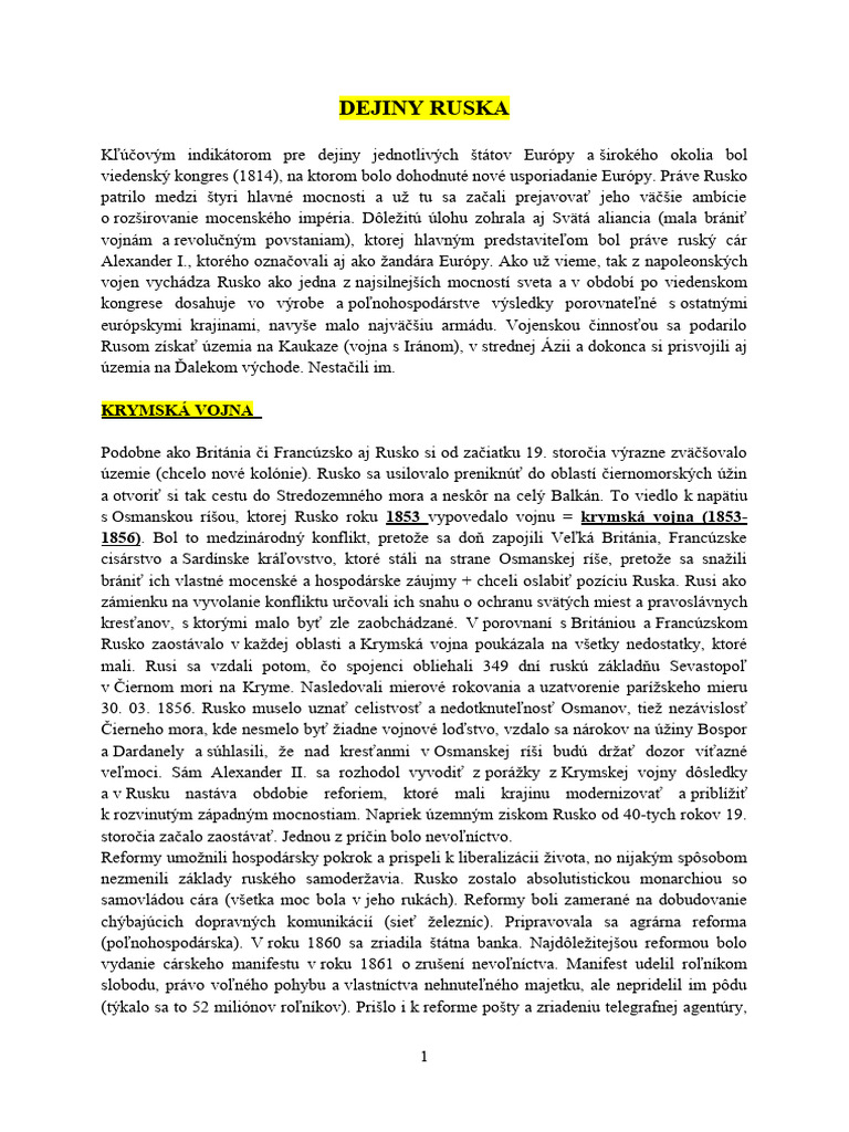 DEJINY RUSKA V 19. Storočí. | PDF