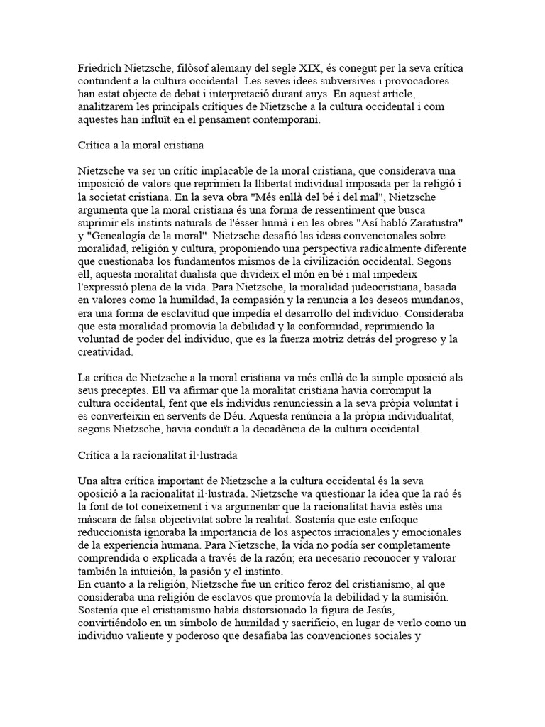 Nietzsche 1 | PDF | Friedrich Nietzsche | Moralidad