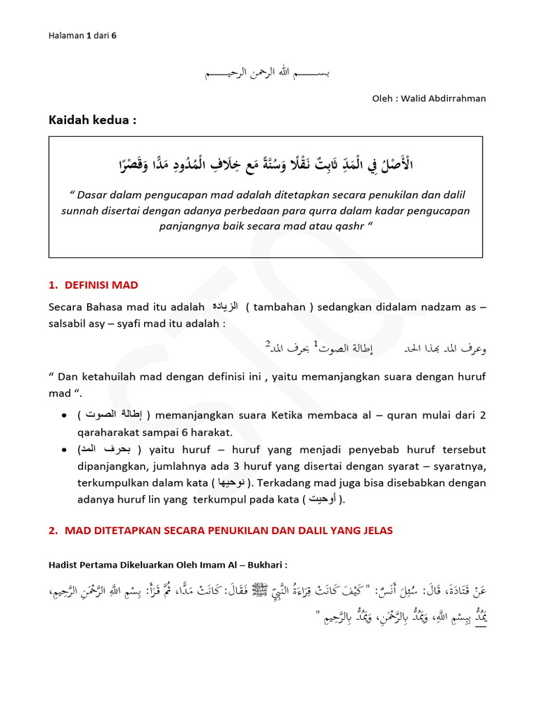 Hukum Bacaan Mad dalam Al-Quran | PDF