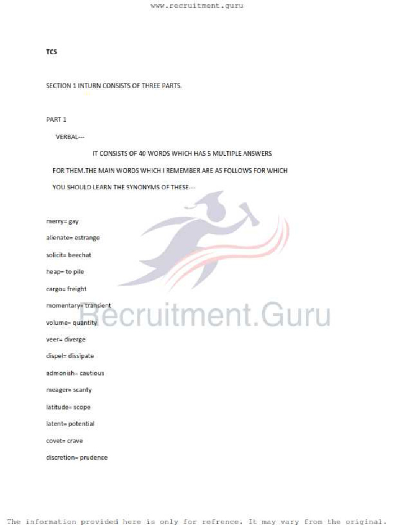 TCS Placement Papers 10 | PDF