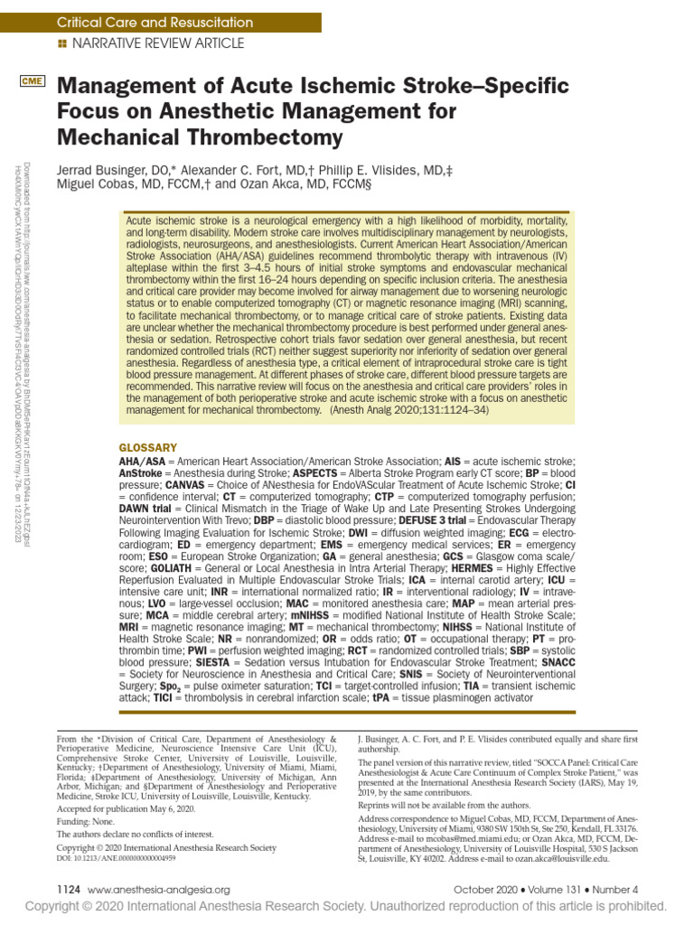 Management of Acute Ischemic Stroke Specific Focus.21 | PDF | Stroke ...