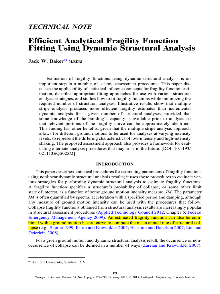Efficient Fragility Function Fitting | PDF | Estimator | Bias Of An Estimator