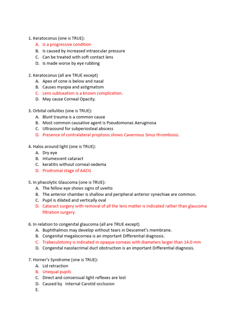 34 MCQS Ophthalmology | PDF | Glaucoma | Ophthalmology
