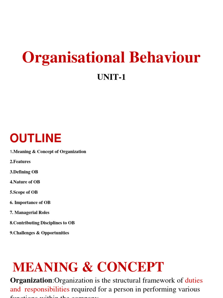 Unit-1 Intro To Ob-1 | Download Free PDF | Behavior | Organizational Behavior