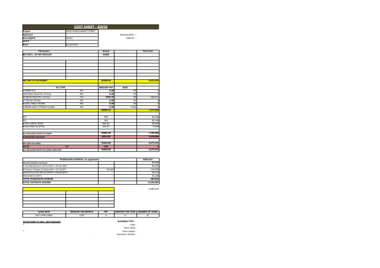 Real Estate Cost Breakdown | PDF