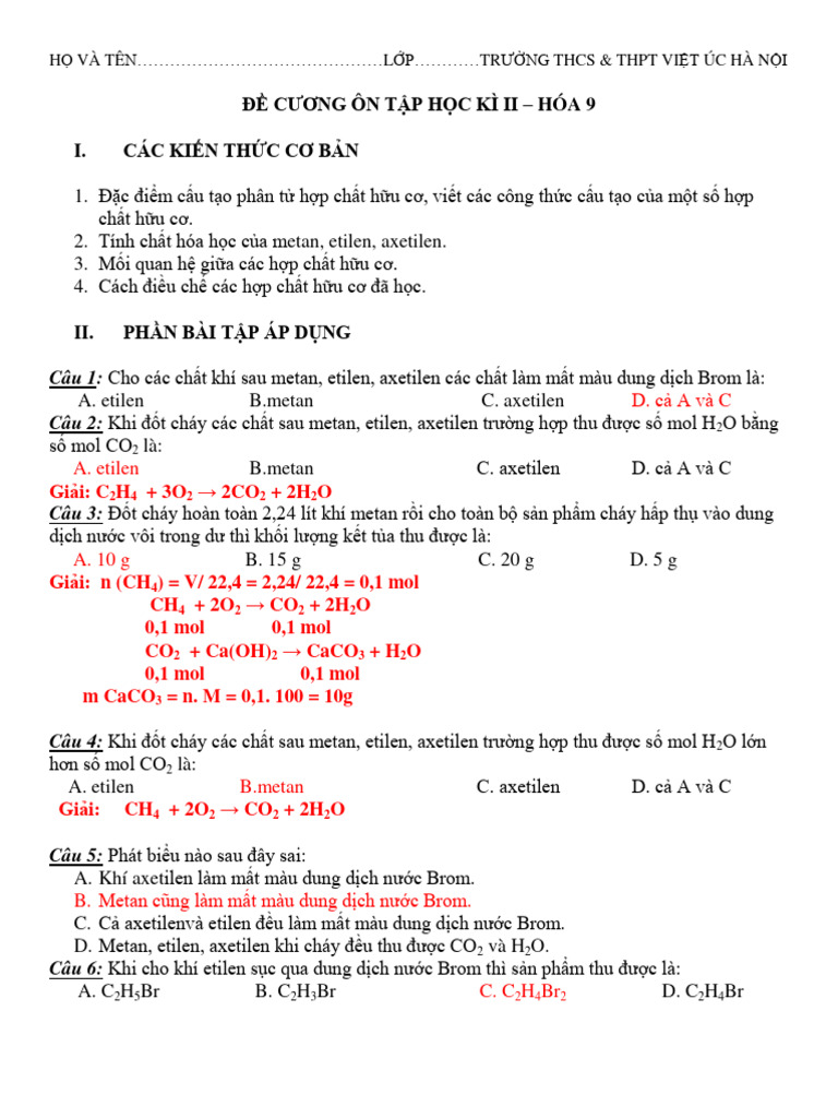 Chua de Cuong On Tap Hoa 9 HK II VAS 2024 HDRCB | PDF