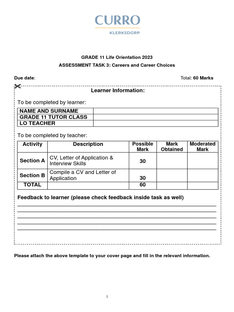 Grade 11 CV and Application Guide | PDF | Plagiarism