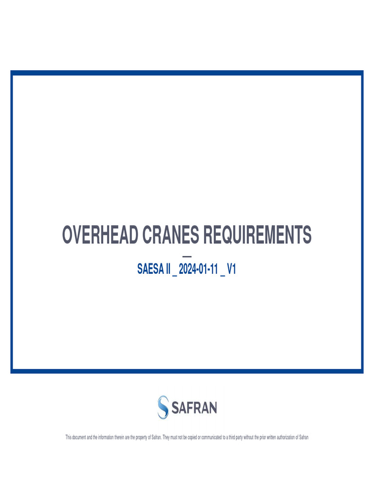 Overhead Cranes Requirements | PDF