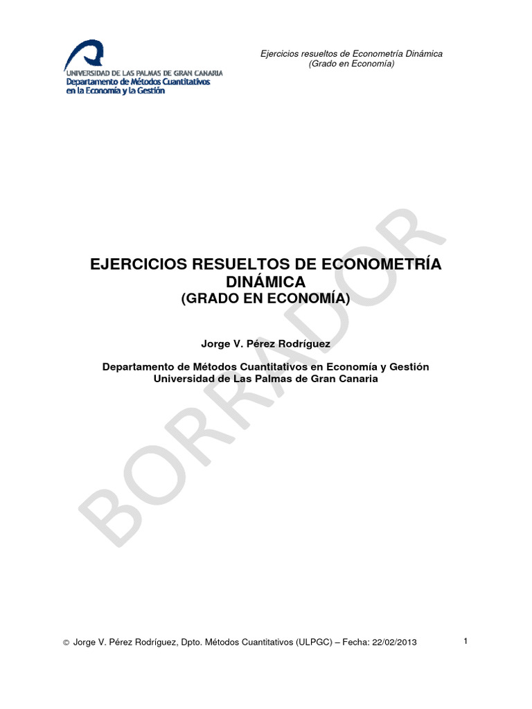 Ejercicios de Econometría Dinámica Resuelto | PDF | Ecuaciones | Relación de recurrencia