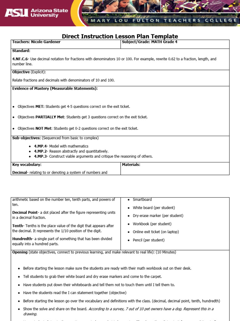 Pa 2 Directinstr Template | PDF | Decimal | Numbers