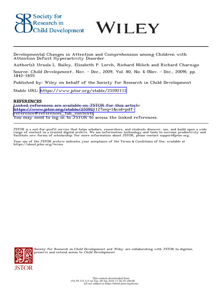 READ Bailey Et Al - 2009 | PDF | Attention Deficit Hyperactivity ...