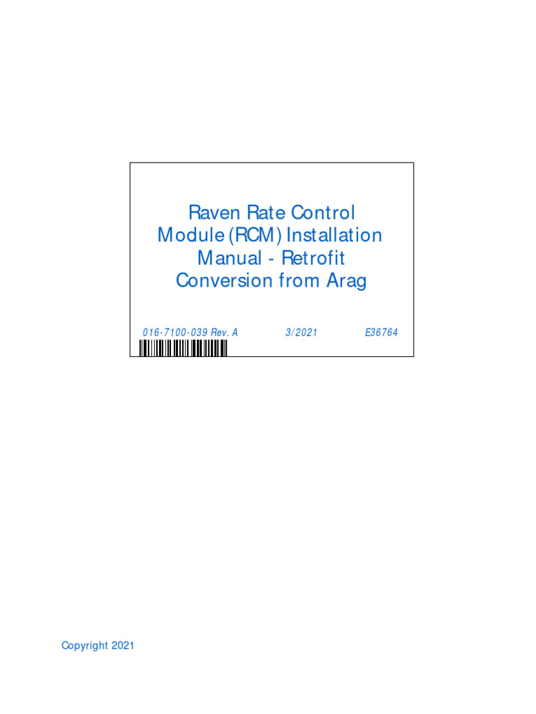 016-7100-039-A - Raven RCM Installation Manual - Retrofit Conversion From Arag | PDF ...