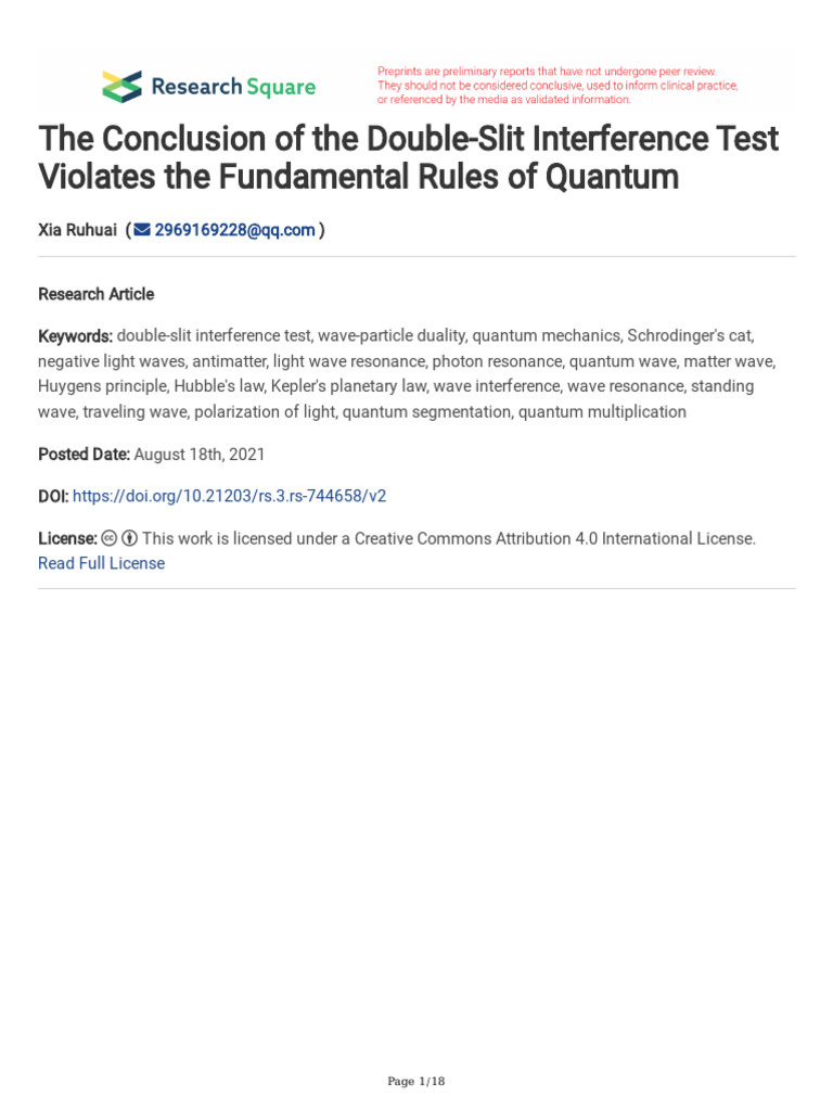 The Conclusion of The Double-Slit Interference Test Violates The ...