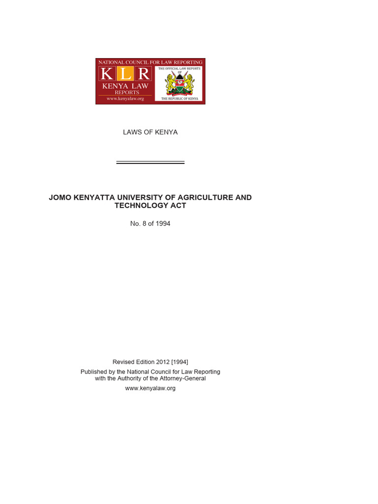 Jomo Kenyatta University of Agriculture and Technology Act | PDF