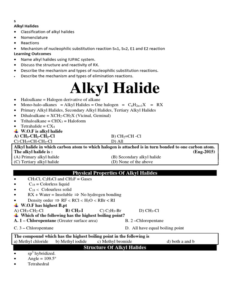 15-Alkyl Halide-1 | PDF | Chemical Reactions | Chemistry