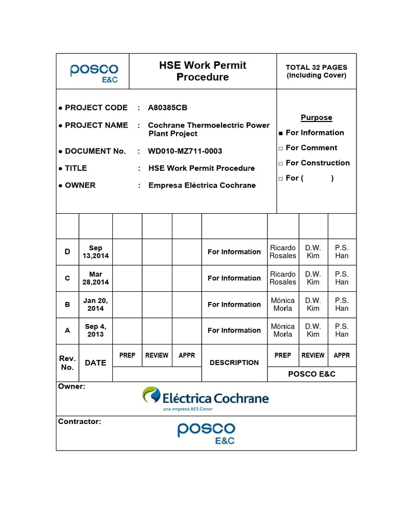 WD010-MZ711-0003 - HSE Work Permit Procedure - Rev.D (English & Spanish ...