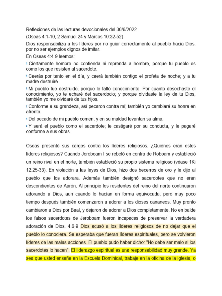Reflexiones de Las Lecturas Devocionales Del 30 | PDF | Juan el apóstol ...