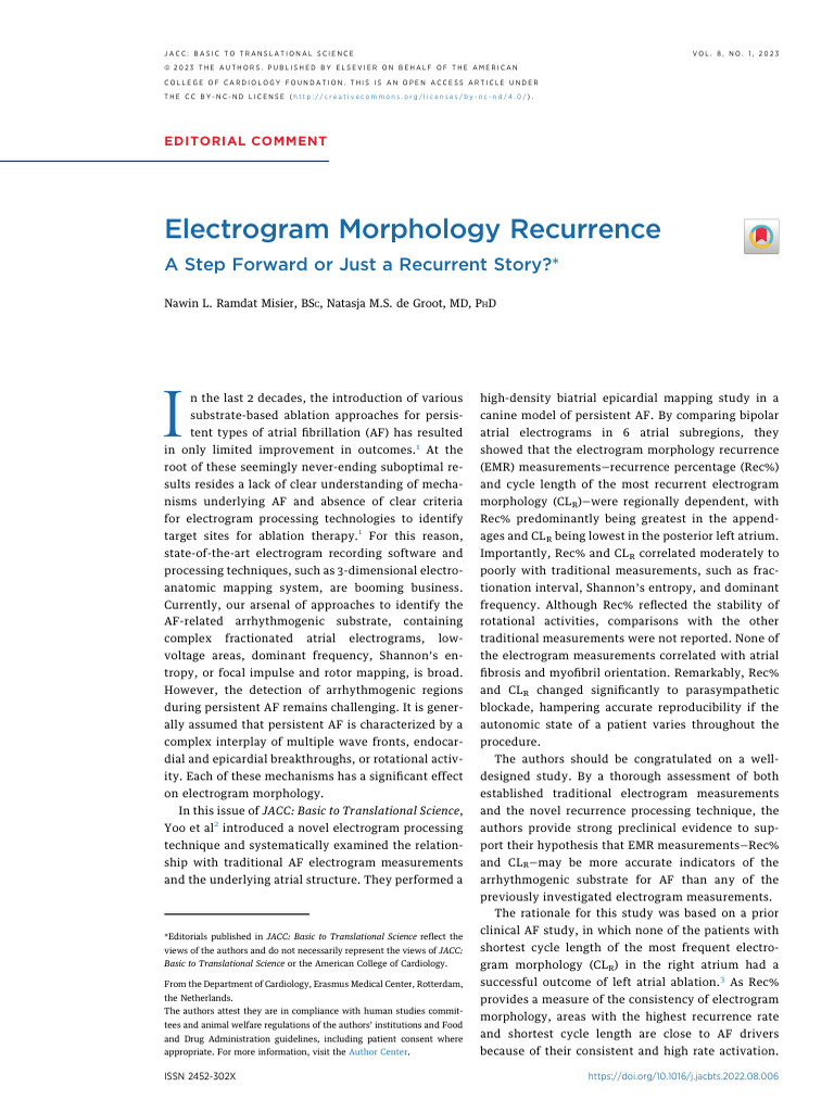 Electrogram Morphology Recurrence A Step Forwar - 2023 - JACC Basic To ...