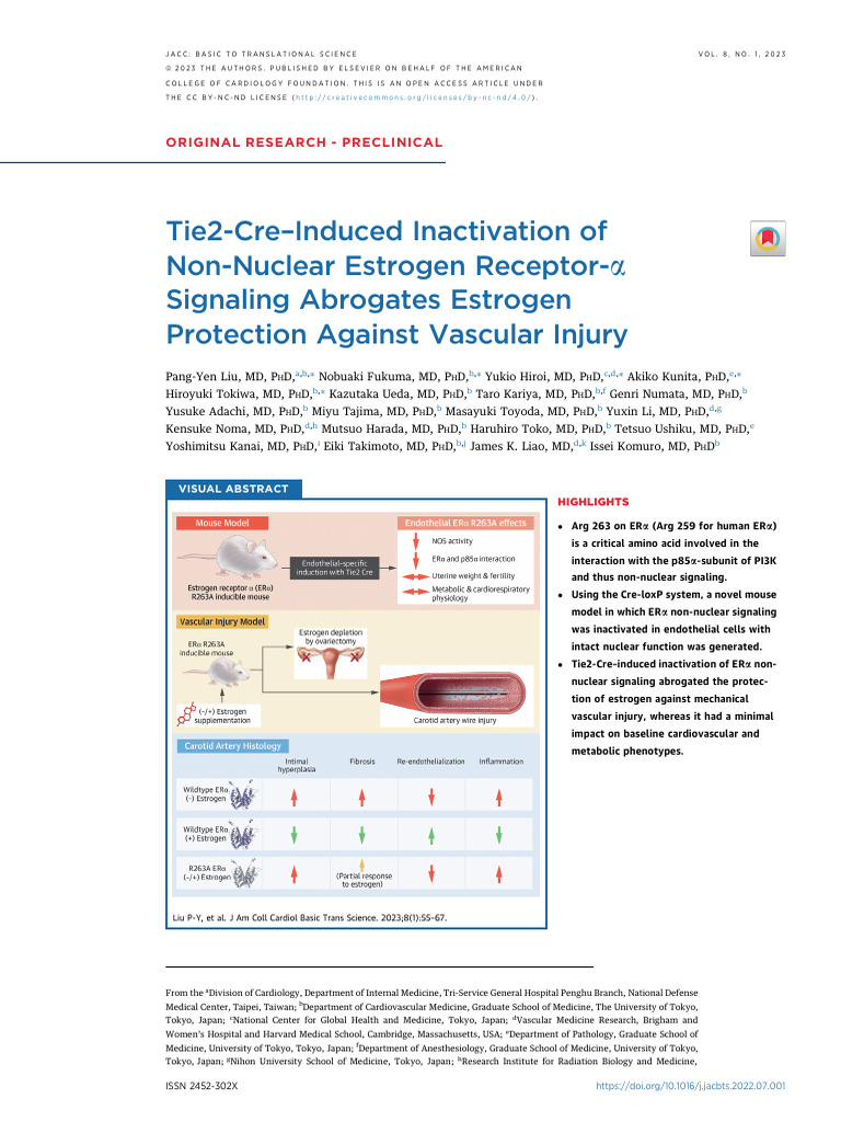 Tie2 Cre Induced Inactivation of Non Nuclear Estrogen R 2023 JACC Basic ...