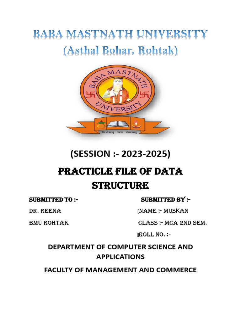 Data Structute MCA | PDF | Theoretical Computer Science | Algorithms And Data Structures
