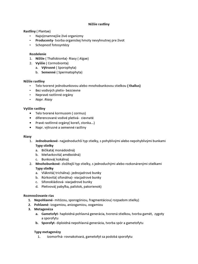 Nizsie Rastliny | PDF