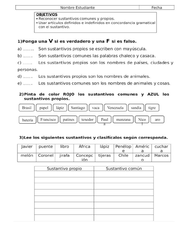 sustantivos y articulos | PDF