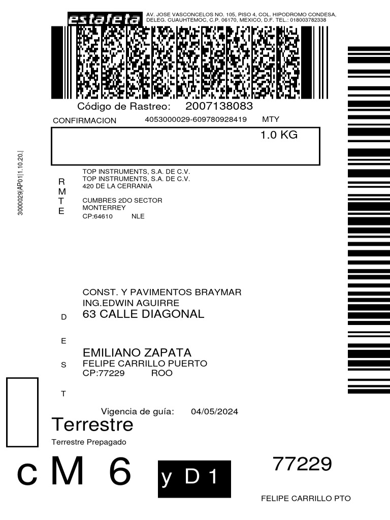 Ejenplo de Una Guia de Estafeta | PDF