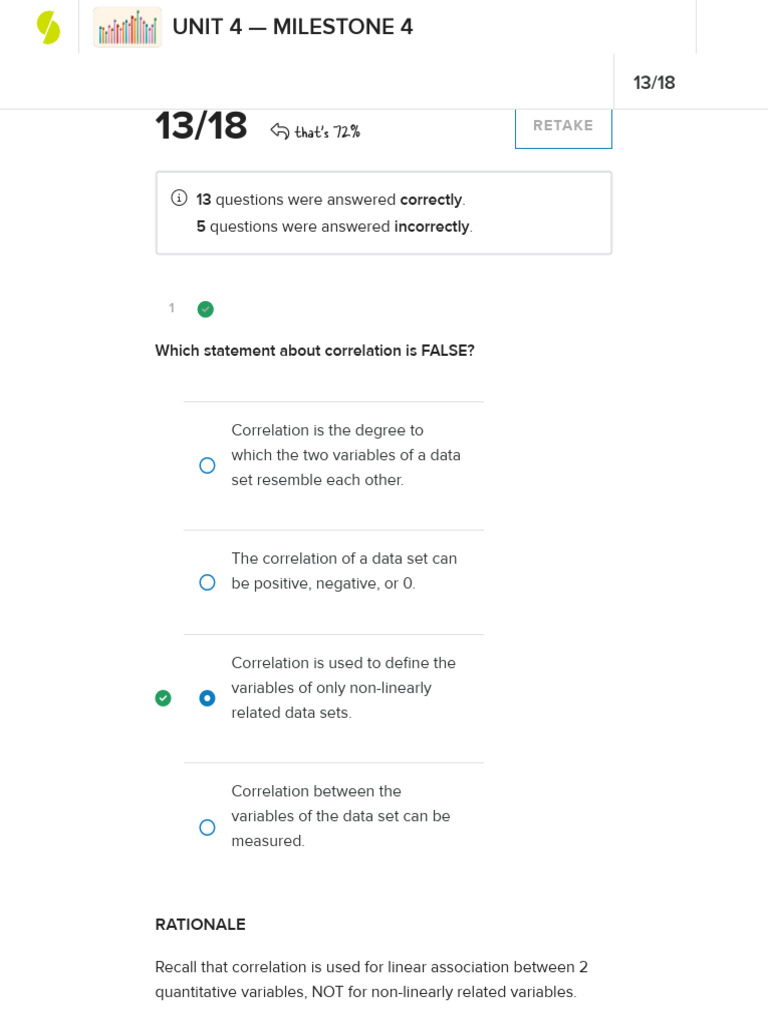 Sophia Answers Unit 4 Milestone Statistic | PDF | Causality | Scatter Plot