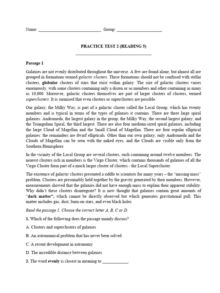 ĐỌC CT 4 (ONLINE TEST) | PDF | Galaxy | Milky Way