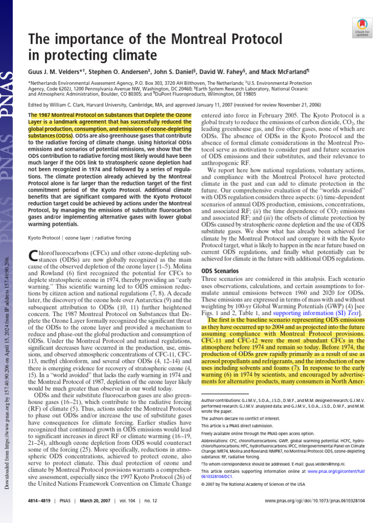 Montreal Protocol's Climate Impact | PDF | Ozone Depletion ...