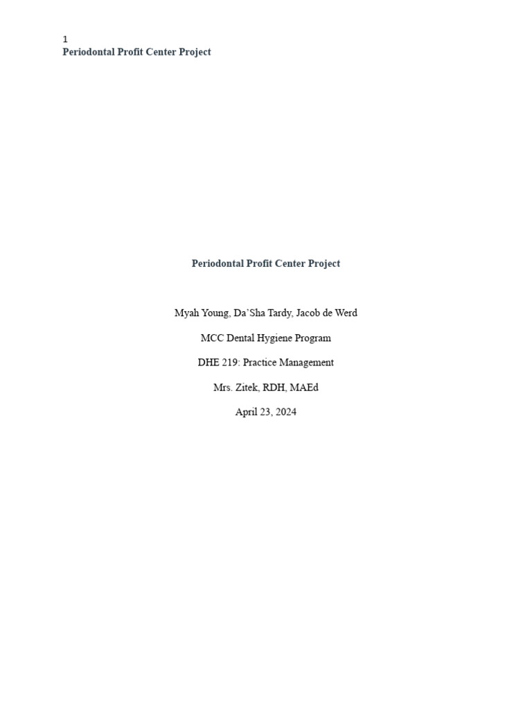 periodontal profit center project | PDF | Periodontology | Dental Hygienist
